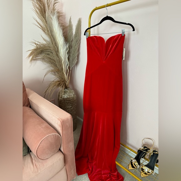 Dresses | Strapless Sweetheart Red Velvet Maxi Gown | Poshmark